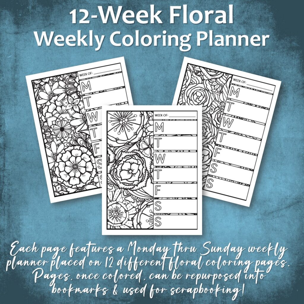12-Week Floral Weekly Coloring Planner - Plan Journal Color