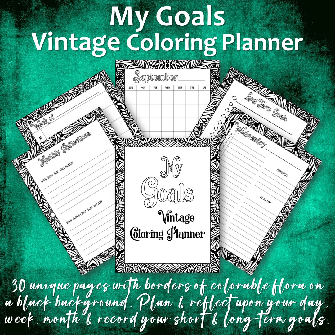My Goals Vintage Coloring Planner - Plan Journal Color